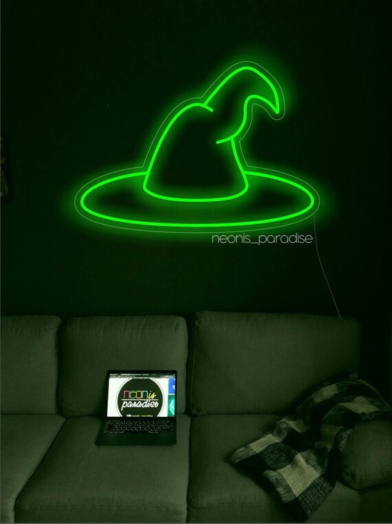 Witch Hat Neon Sign Witch Neon Sign Halloween Neon Decor | Etsy