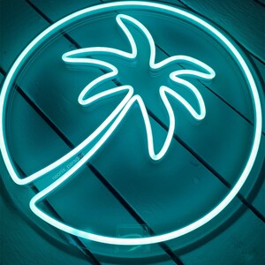 Palm Neon Sign, Tree Neon Sign, Beach Neon Sign, Coconut Palm Neon Sign ...