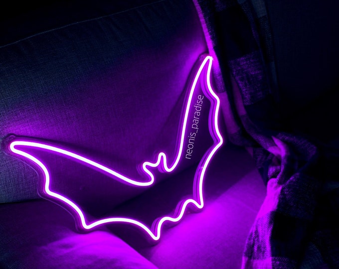 Bat Neon Sign, Scary Bat Neon Sign, Halloween Bat Neon Sign, Happy ...