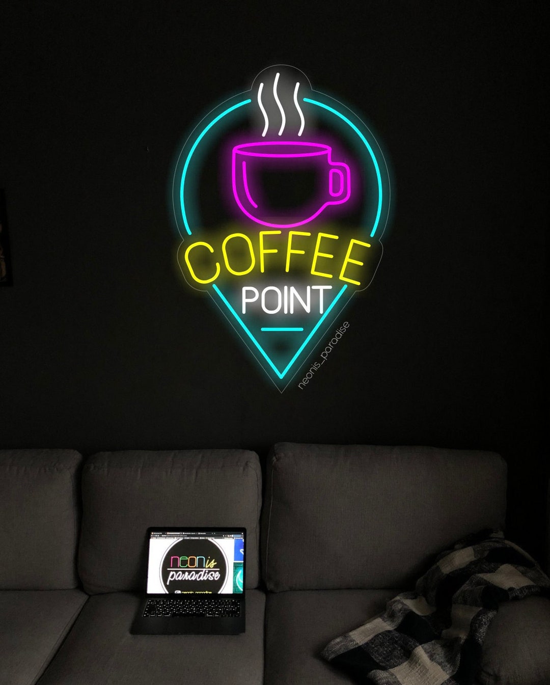 Coffee Point Neon Sign, Fresh Coffee Sign, Take Away Neon, Coffee House ...