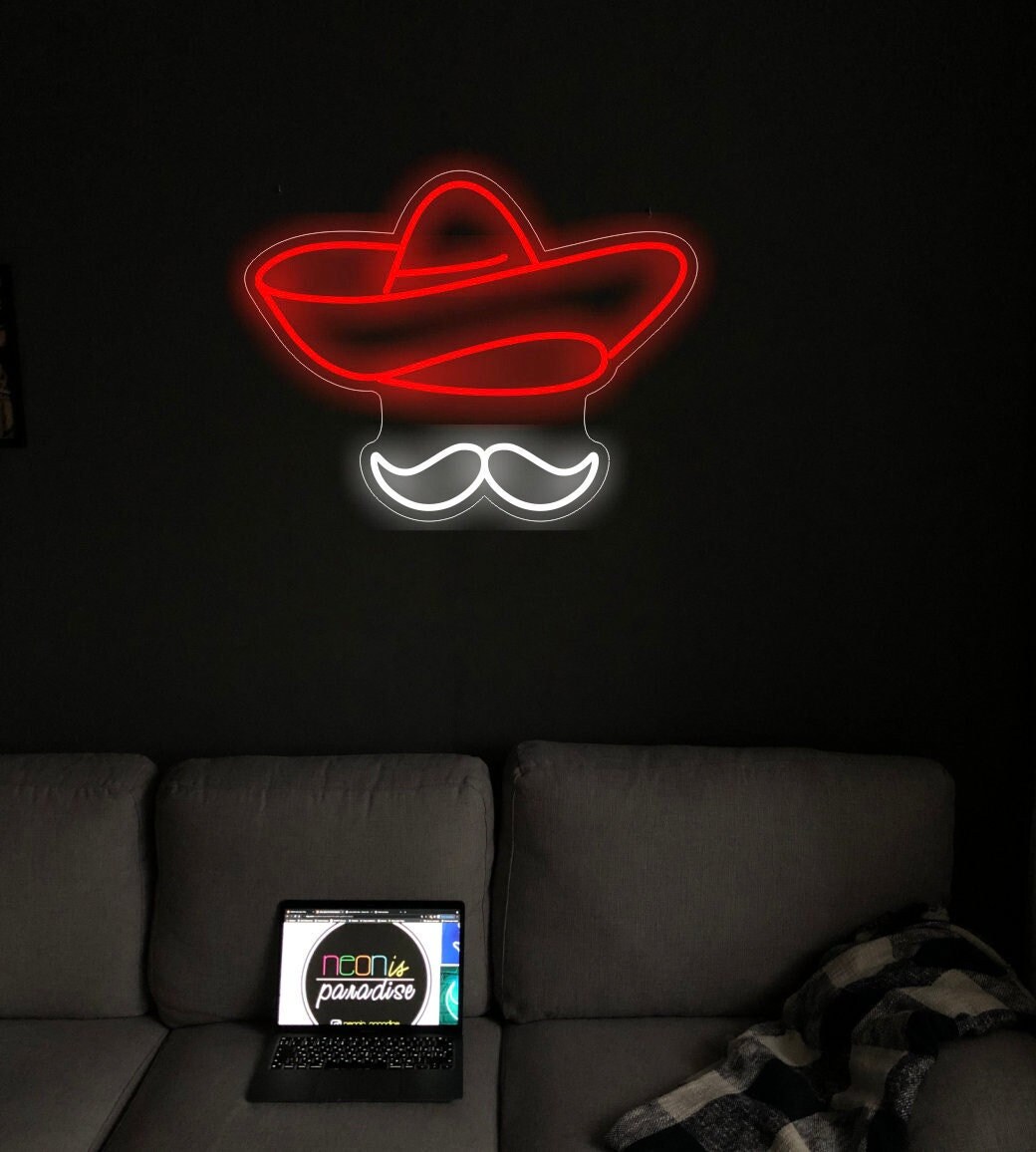 Sombrero Neon Sign Mexican Sombrero Neon Sign Sombrero and | Etsy