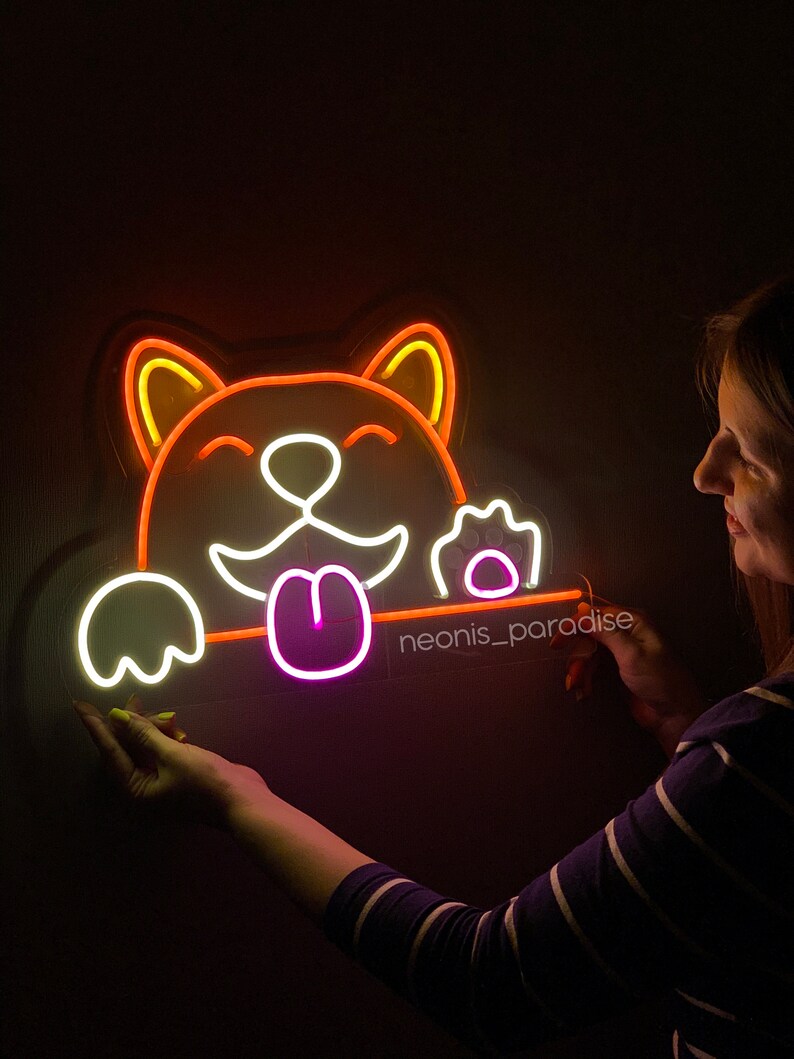 Corgi Neon Sign Dog Neon Wall Sign Custom Neon Sign Pet | Etsy