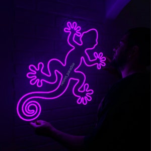 Gecko Neon Sign, Lizard Neon Sign, Chameleon Wall Sign, Zoo Petshop ...
