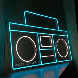 Boombox Wall Neon Sign, Cassette Tape Player Led Neon Sign, Music ...