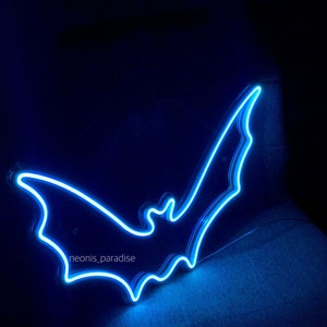 Bat Neon Sign, Scary Bat Neon Sign, Halloween Bat Neon Sign, Happy ...