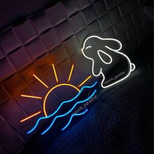 Bunny Neon Sign, Rabbit Neon Sign, Custom Neon Signage, Neon Interior ...