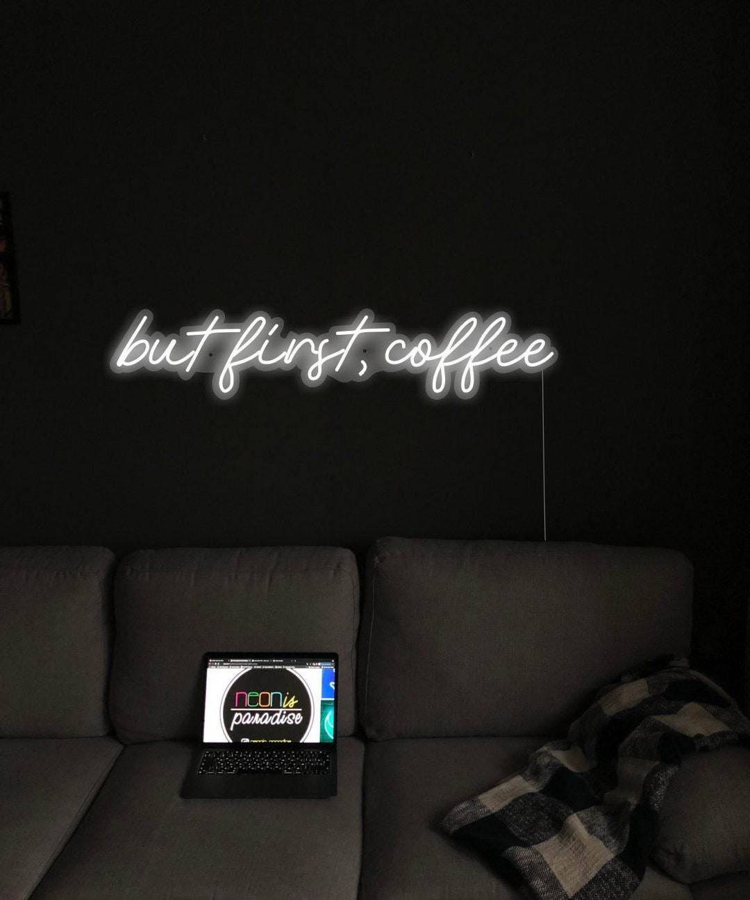 But First Coffee Neon Sign, Coffee Shop, Cafe Wall Decor, Cup of Coffee ...