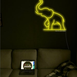 Elephant Neon Sign, Jungle Neon Sign, Nursery Neon Sign, Blue Elephant ...