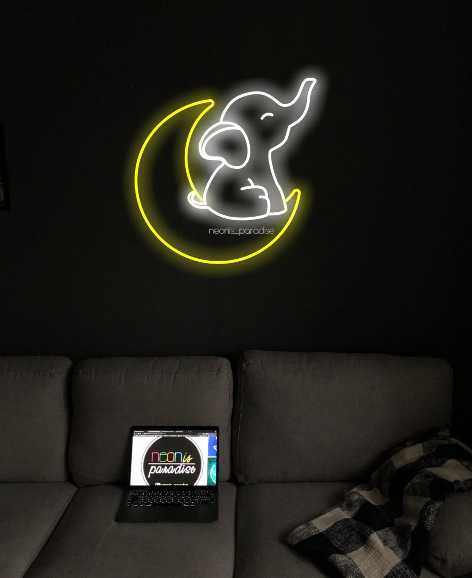 Elephant Neon Sign Animal Sign Baby Neon Sign Elephant | Etsy