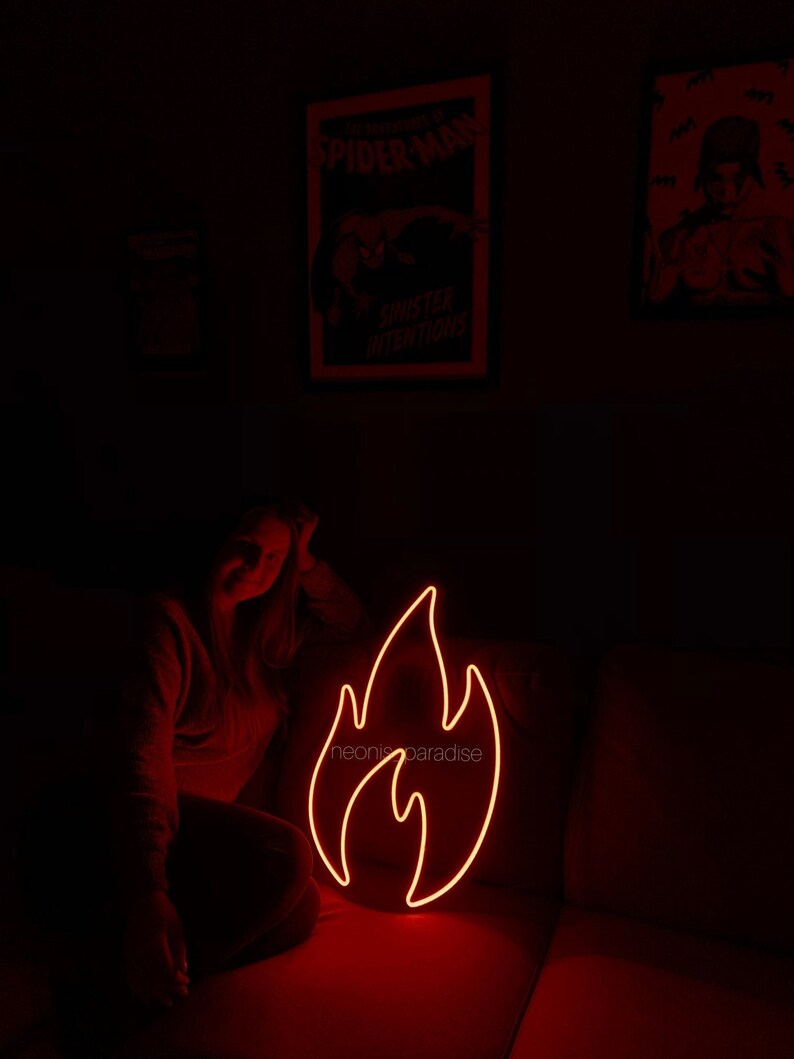 Flame Fire Neon Sign Led Flame Wall Decor Neon Sign for | Etsy