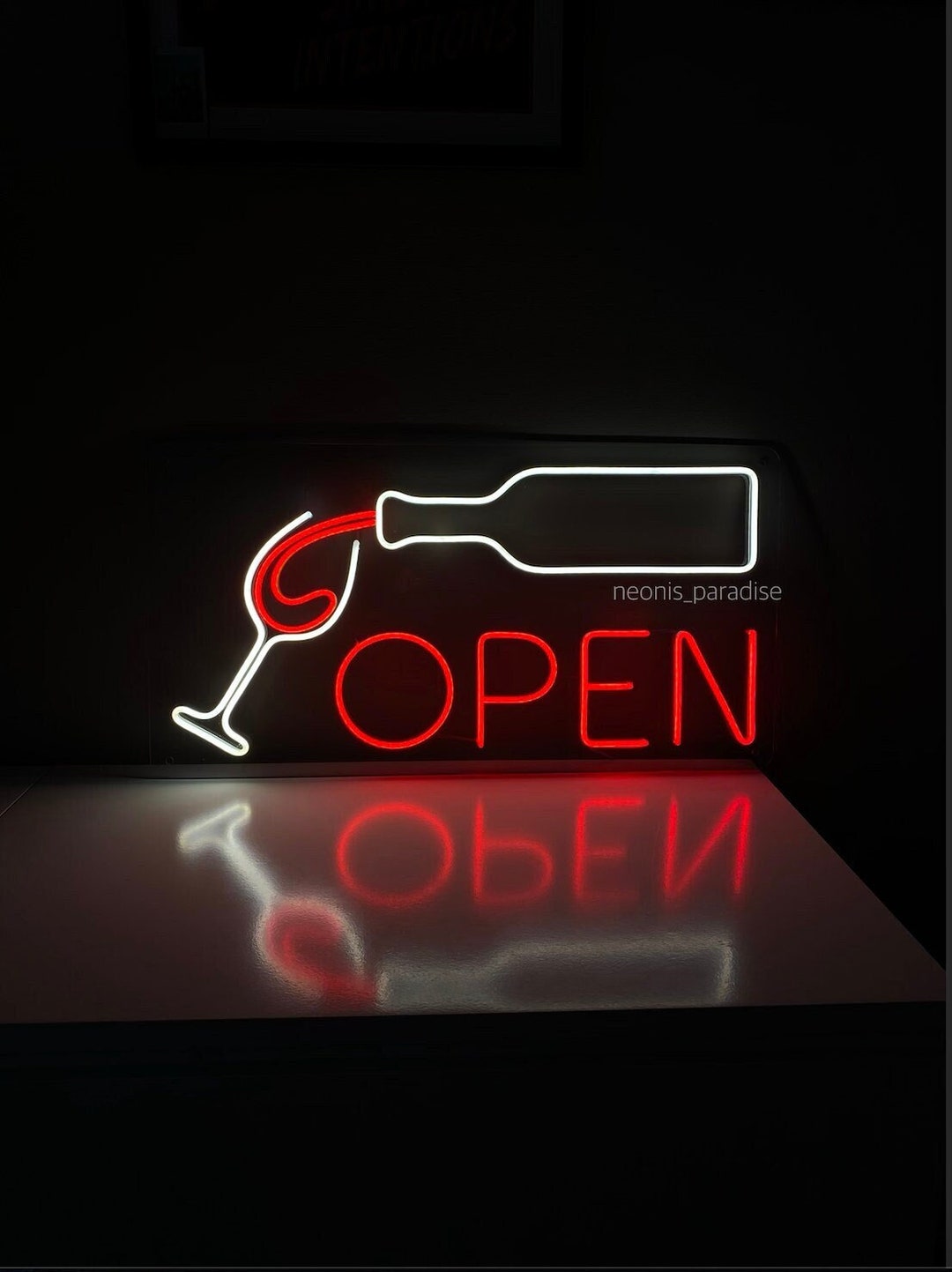 Open Neon Sign, Wine Neon Sign, Bottle of Wine Neon, Bar Open Neon Sign ...