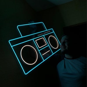 Boombox Wall Neon Sign, Cassette Tape Player Led Neon Sign, Music ...