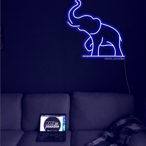 Elephant Neon Sign, Jungle Neon Sign, Nursery Neon Sign, Blue Elephant ...