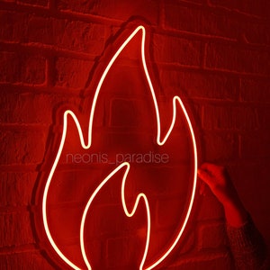Flame Fire Neon Sign, Led Flame Wall Decor, Neon Sign for Bedroom ...