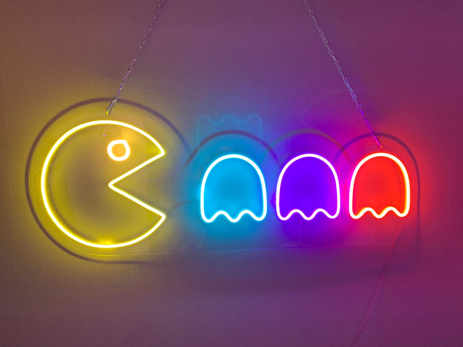 Pac man led-neon wall neon decor Custom bedroom led neon sign | Etsy