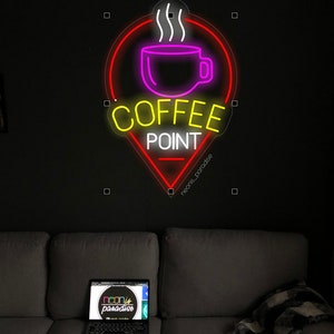 Coffee Point Neon Sign, Fresh Coffee Sign, Take Away Neon, Coffee House ...