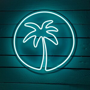 Palm Neon Sign, Tree Neon Sign, Beach Neon Sign, Coconut Palm Neon Sign ...