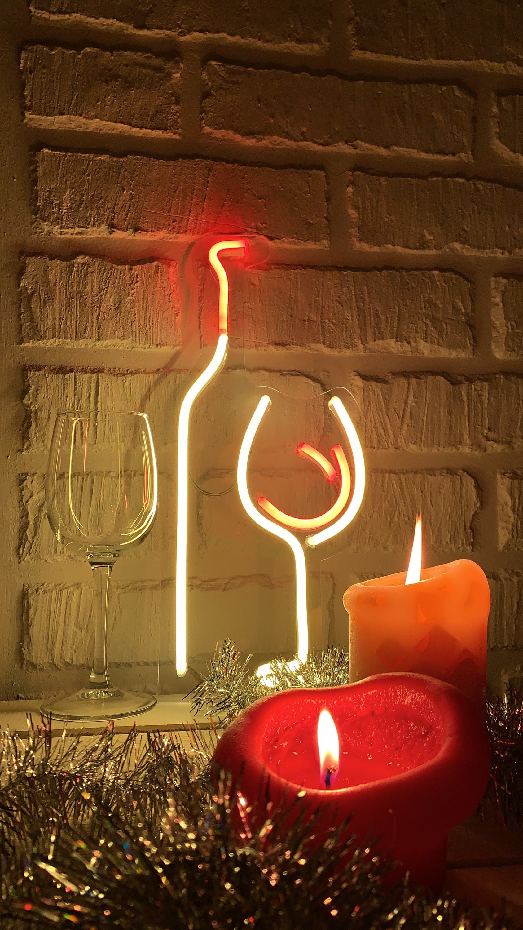 Wine Bottle and Glass Neon Sign Led Wall Neon Decor Custom - Etsy