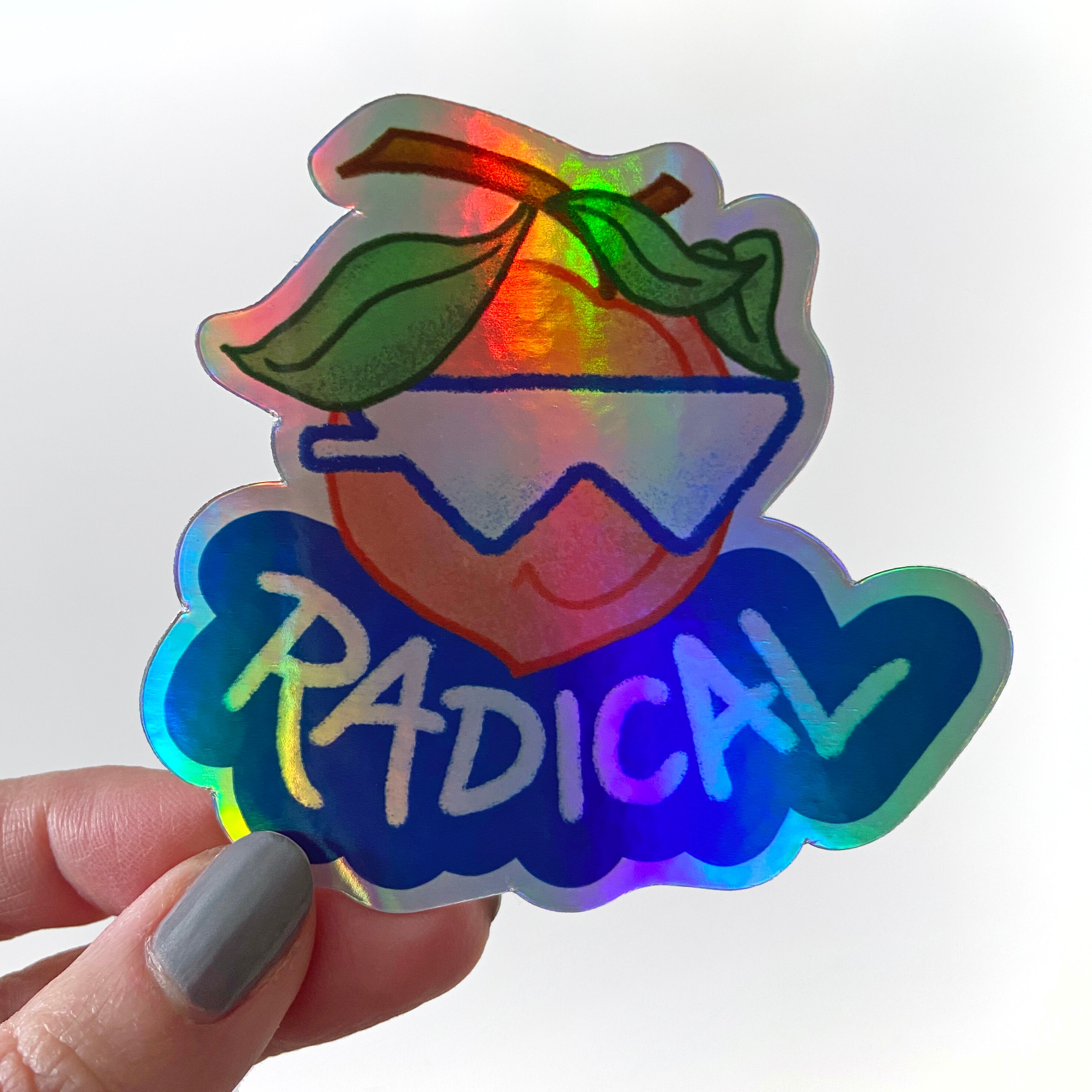 Radical Peach Holographic Sticker | Etsy