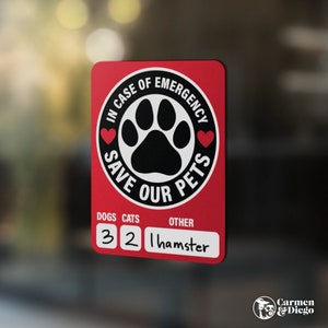 Save Our Pets Cling: Emergency Rescue Alert Decal Clings to Glass ...