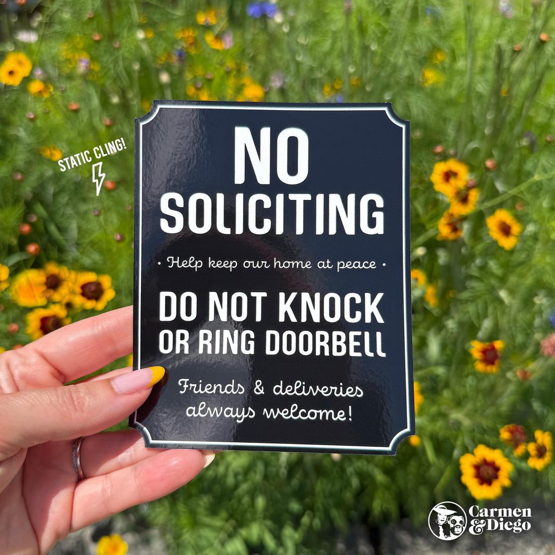 No Soliciting Cling: Home at Peace Decal Clings to Glass Window or ...