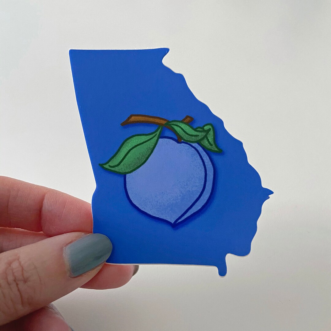Blue Peach in a Blue State Sticker - Etsy