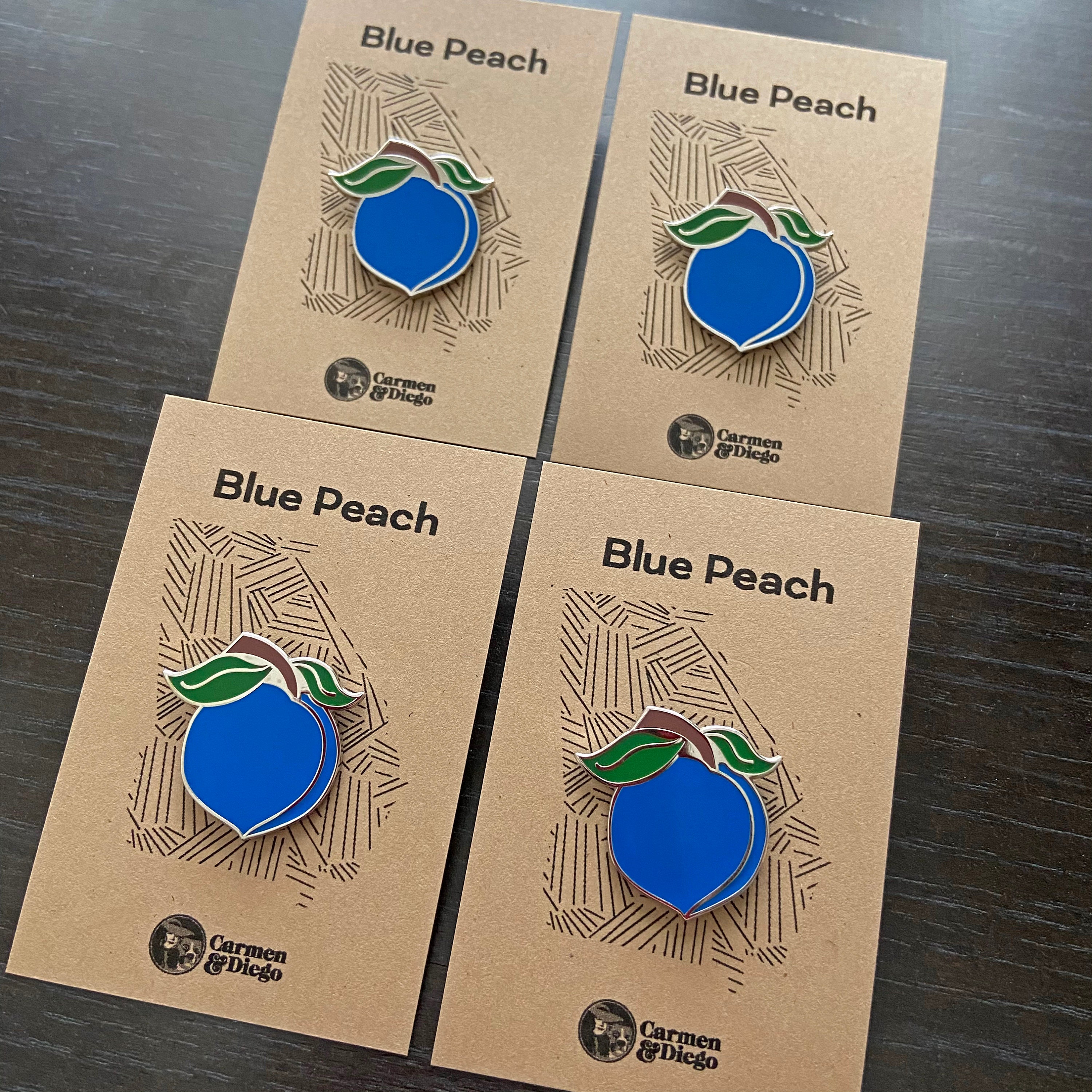 Blue Peach Enamel Pin - Etsy