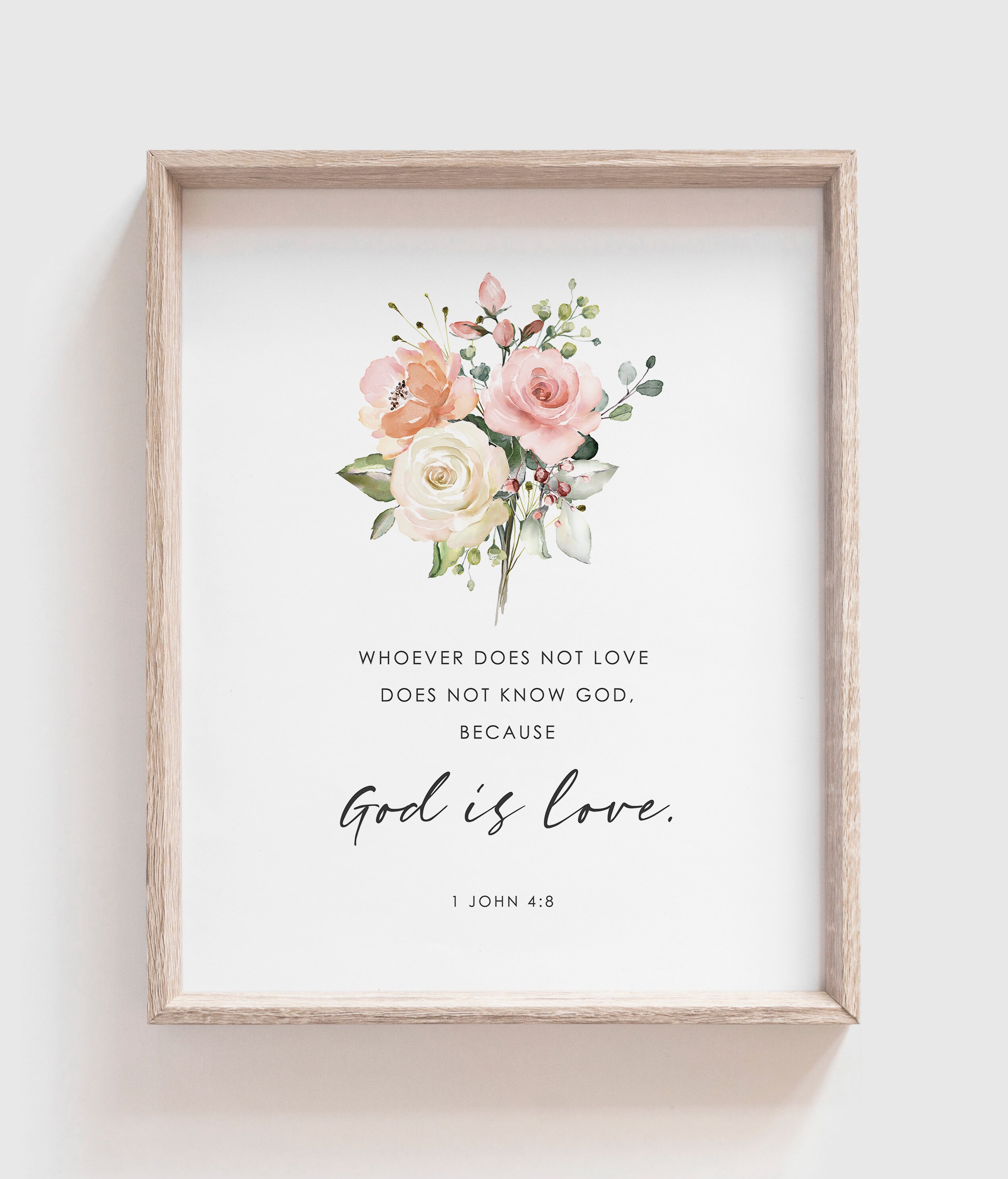 1 John 4:8, God is Love, Easter Bible Verse Digital Print, Scripture ...