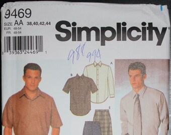 Simplicity 9469 Uncut Mens Shirt Pants Shorts Tie - Etsy