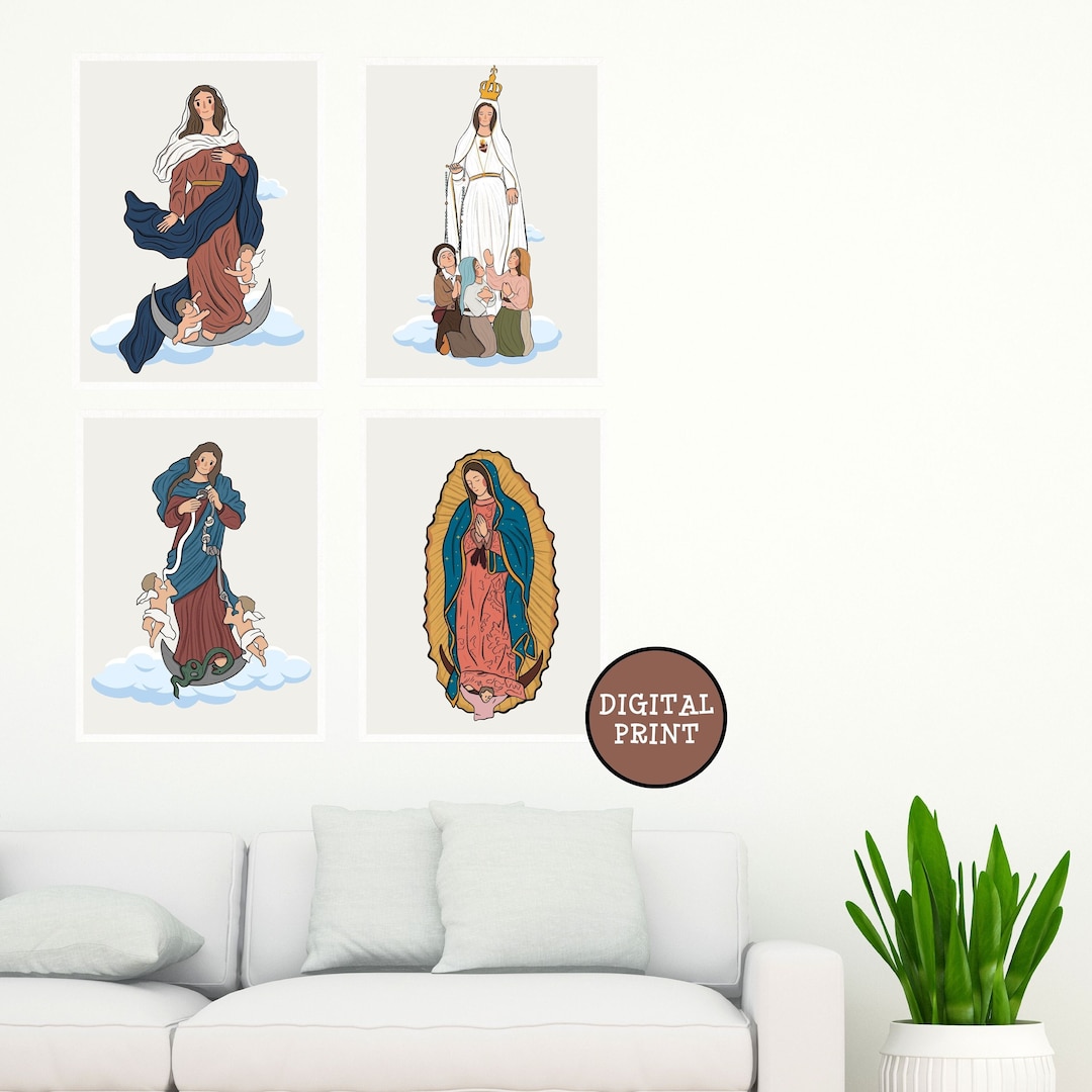 Our Lady Art Print Set: Catholic Minimalist Decor (digital Download) - Etsy
