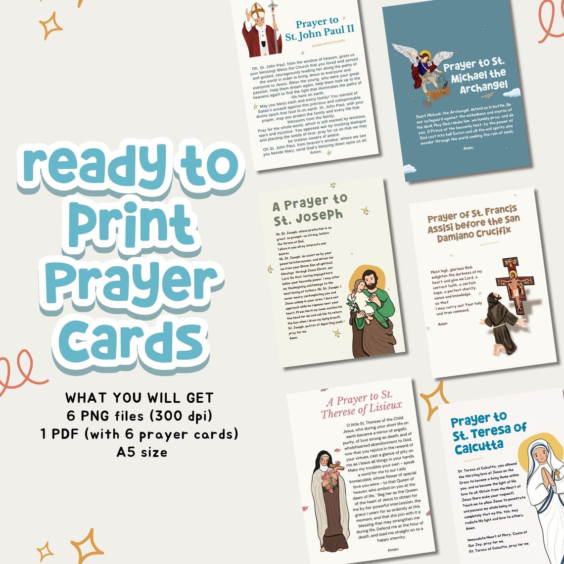 Catholic Prayer Cards | Printable Prayers for Catholic - Etsy