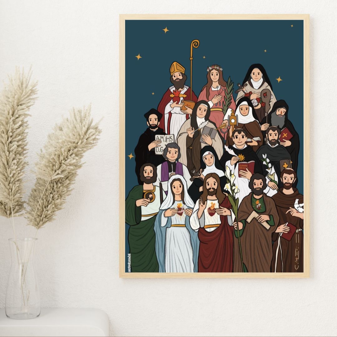 Catholic Saints Art Print: Christian Minimalist Illustration (digital ...