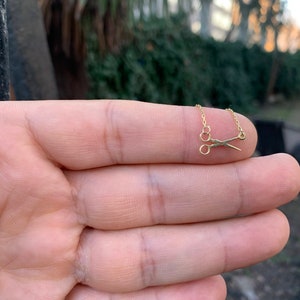 14k Gold Tiny Scissors Necklace, Small Scissor Necklace, Dainty Scissor ...
