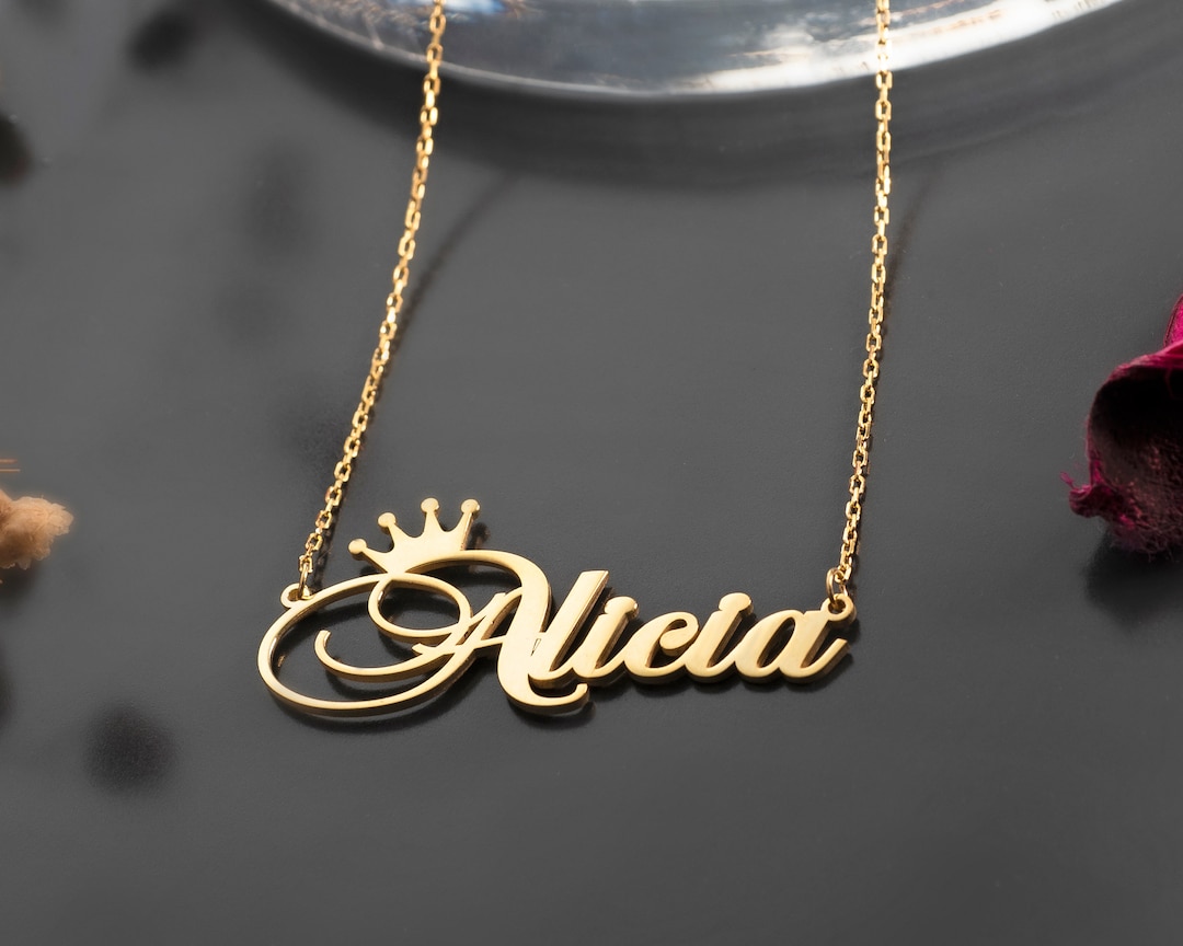 Crown Name Necklace , Queen Crown Pendant , Name Necklace With Crown ...