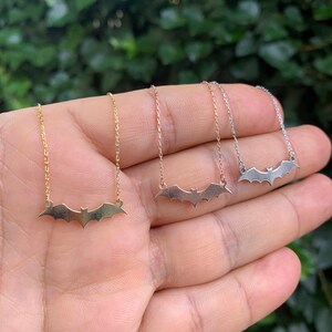 14k Gold Bat Necklace - Tiny Gold Bat Necklace - Bat Jewelry - Gothic ...