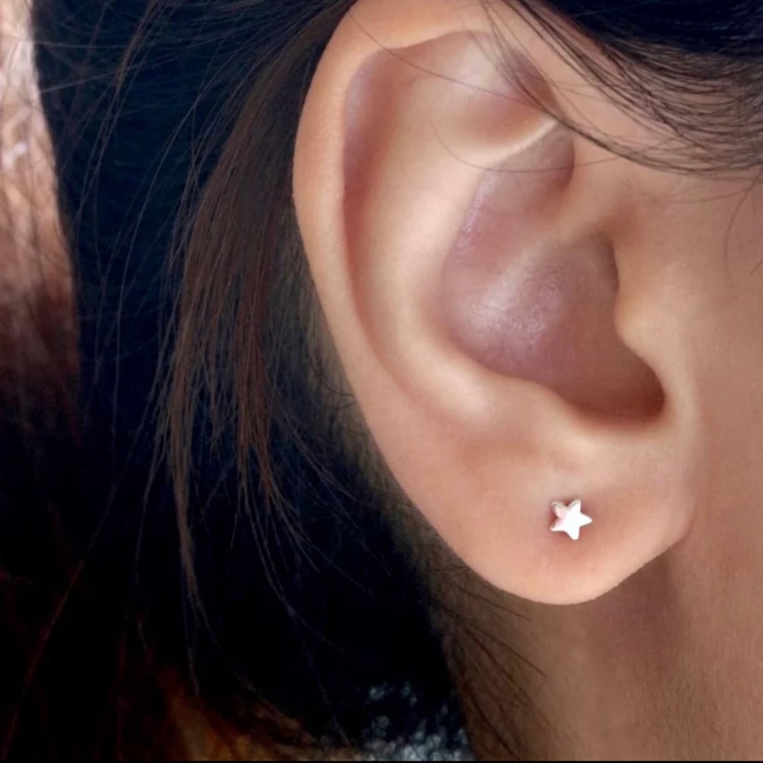 14K Tiny Star Stud Earrings - Tiny Star-shaped Silver Stud Earrings -tiny Star Studs - Tiny Star ...