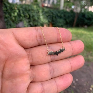 14k Gold Bat Necklace - Tiny Gold Bat Necklace - Bat Jewelry - Gothic ...