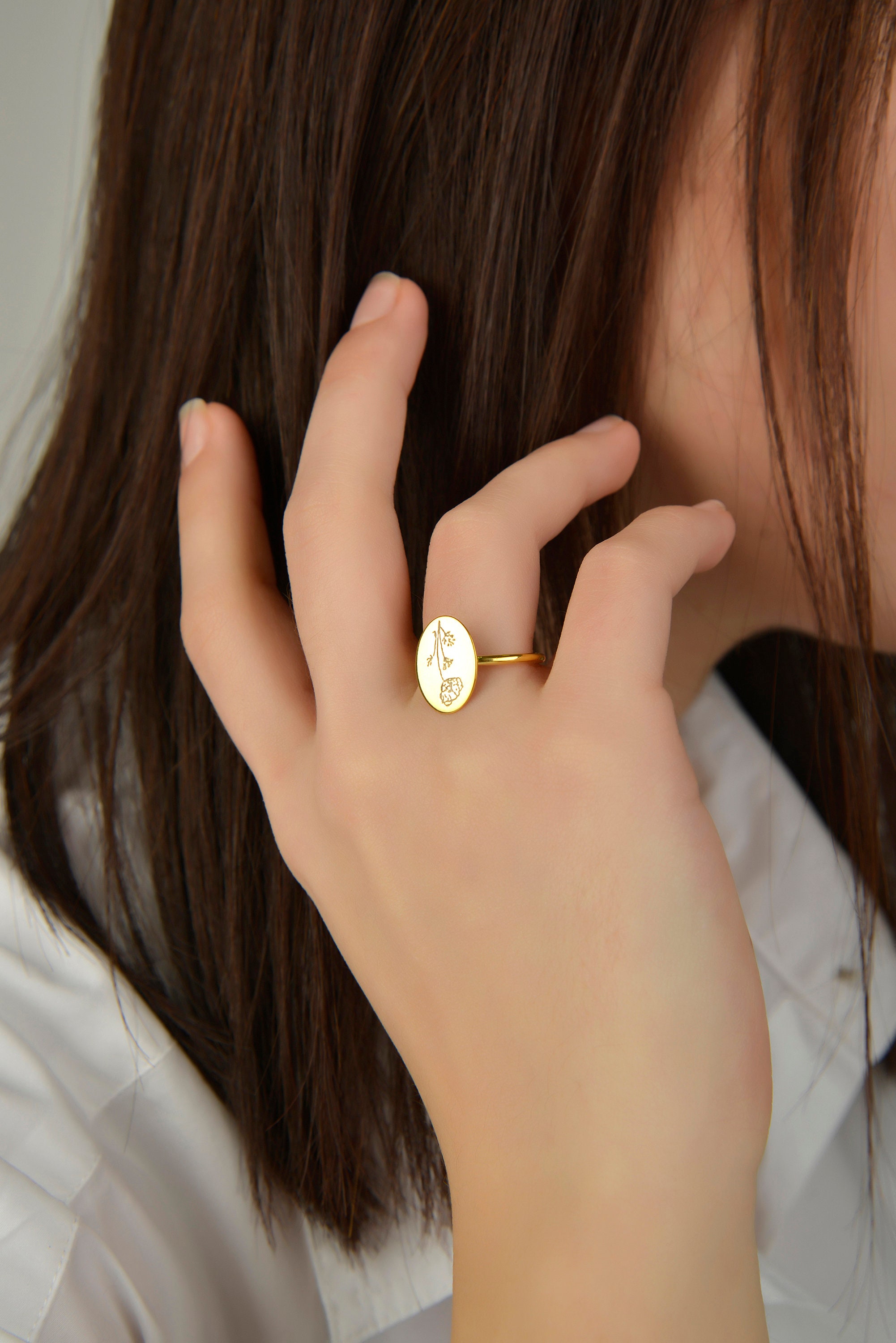 Personalized Birth Flower Ring Custom Dainty Ring Everyday - Etsy