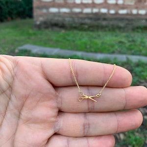 14k Gold Tiny Scissors Necklace, Small Scissor Necklace, Dainty Scissor ...