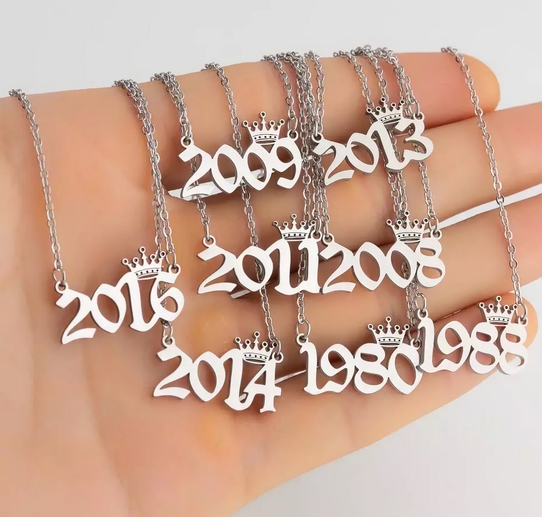 Year Necklace,birth Year Necklace,custom Date Necklace,name and Date ...