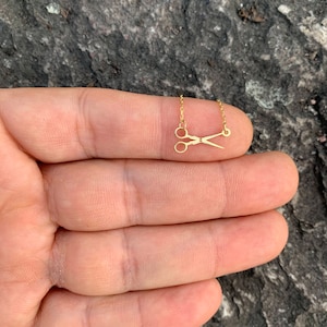 14k Gold Tiny Scissors Necklace, Small Scissor Necklace, Dainty Scissor ...
