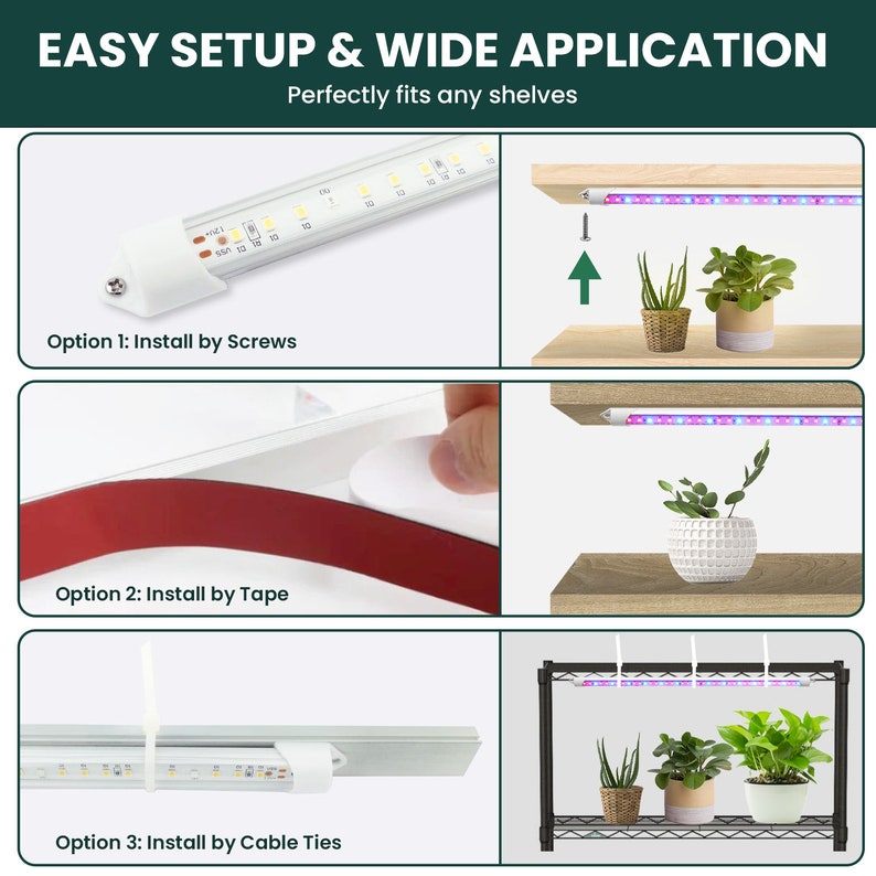 EASY GROW, LED Grow Light Bars 16'' With Timer and Controller auto On ...
