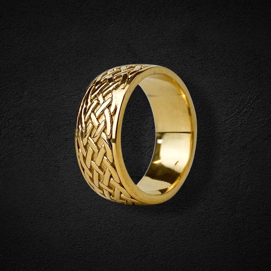 Knot Gold Ring for Men, Mens Gold Ring, Gold Celtic Ring for Men and ...