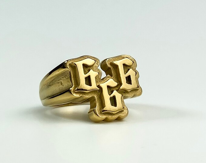 666 Ring 18k Gold Plated Ring man Ring Men Ring Gold Signet Ring Men ...
