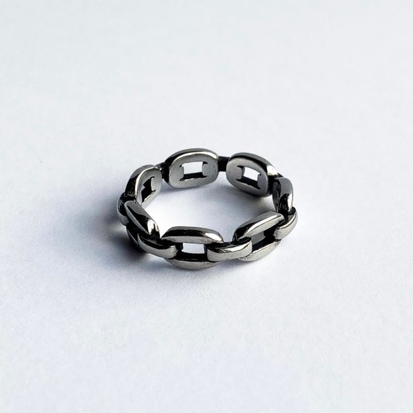 Silver Chain Ring - Etsy