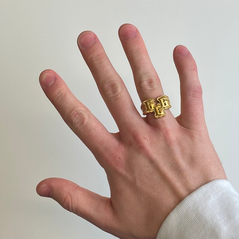 666 Ring 18k Gold Plated Ring man Ring Men Ring Gold - Etsy