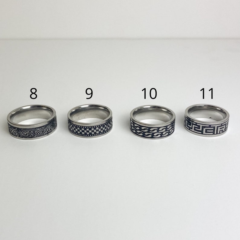 Band Ring for Men Mens Silver Ring Engraved Ring Minimal - Etsy UK
