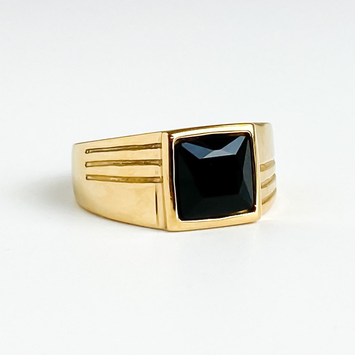 Mens Gold Onyx Signet Ring Mens Ring Rings for men Male | Etsy