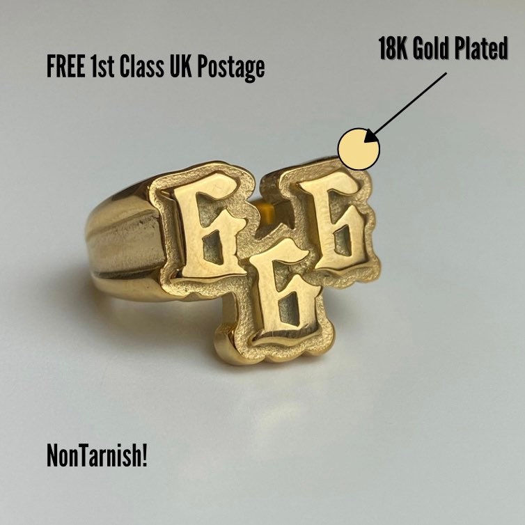 666 Ring 18k Gold Plated Ring man Ring Men Ring Gold - Etsy UK