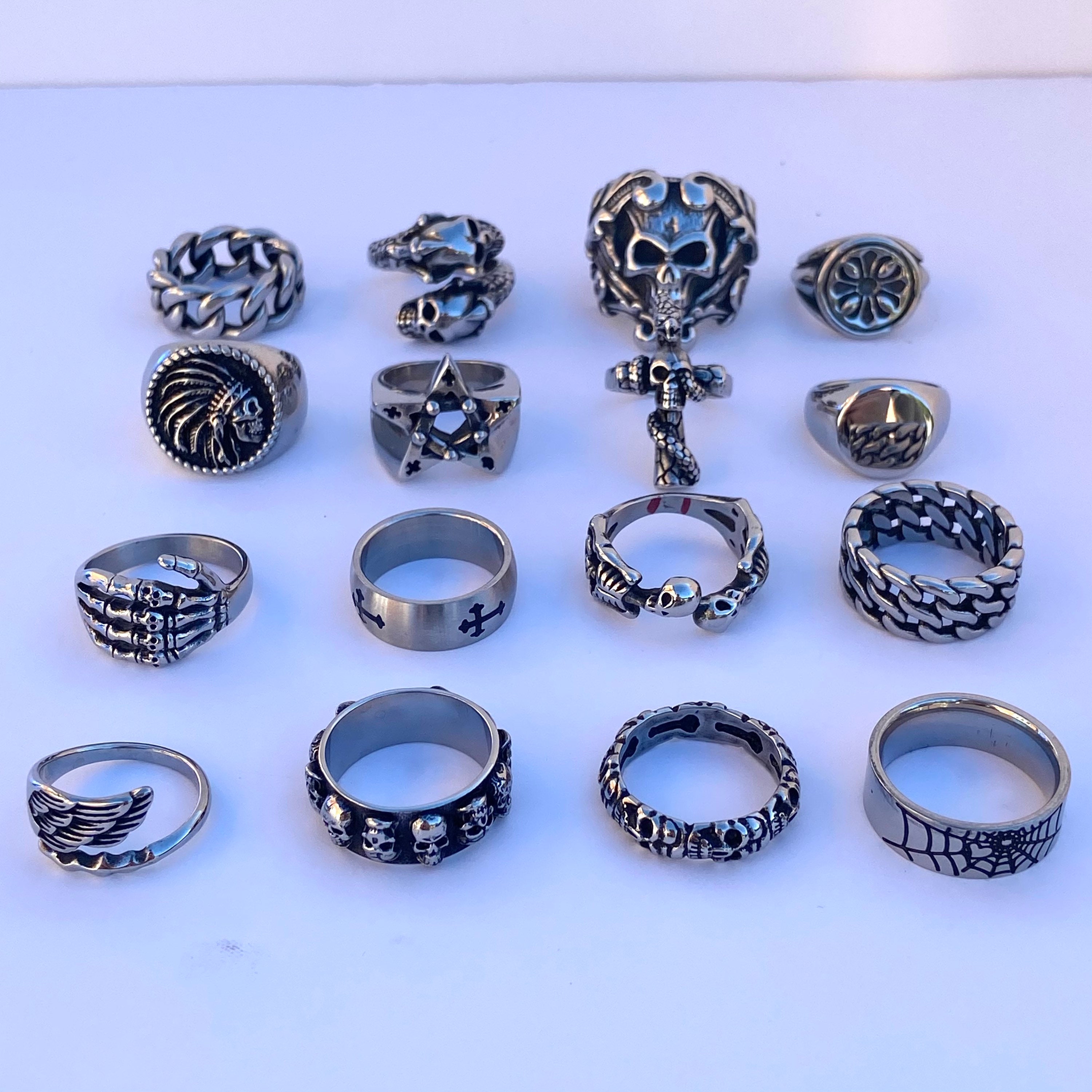 Punk Gothic Gold Finger Ring Retro Rock Halloween Role Playing Party ...